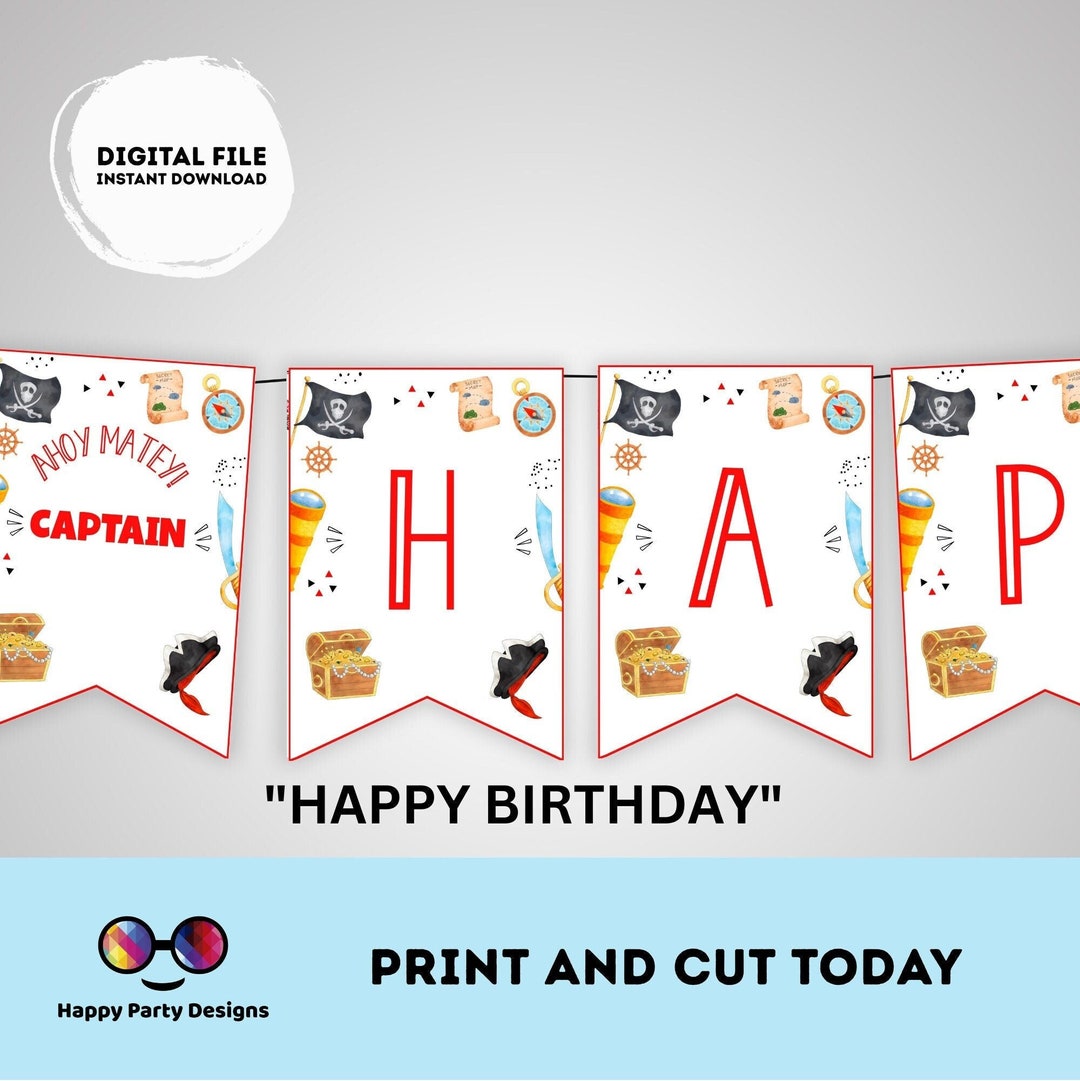 Pirates Happy Birthday Banner | Pirates Party | Birthday Banner ...