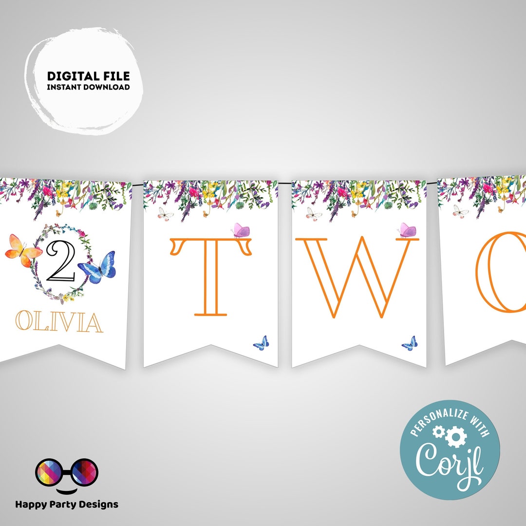Two Wildflower Birthday Banner | Wildflower Party | Second Birthday ...
