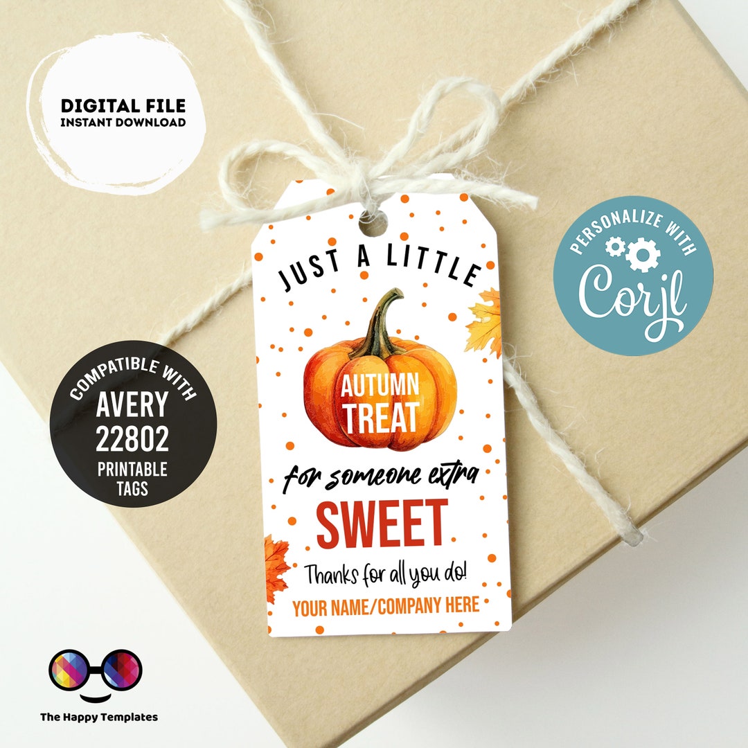 Editable Pumpkin Favor Tags | Autumn Treat for Someone Extra Sweet ...