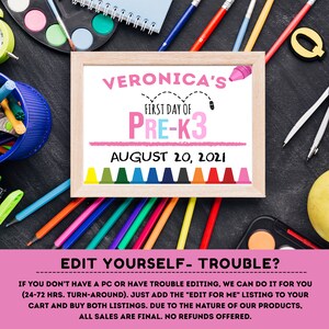 Editable First Day of Pre-k3 | Pre-k3 Sign | 1st Day of Pre-k3 Sign ...