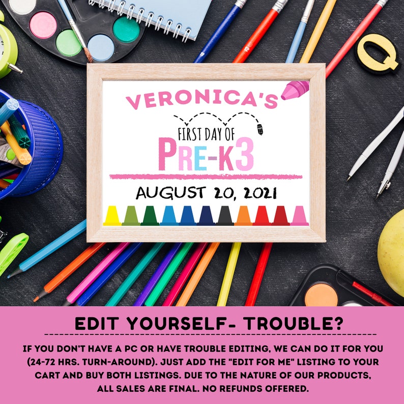 Editable First Day of Pre-k3 Pre-k3 Sign 1st Day of Pre-k3 - Etsy