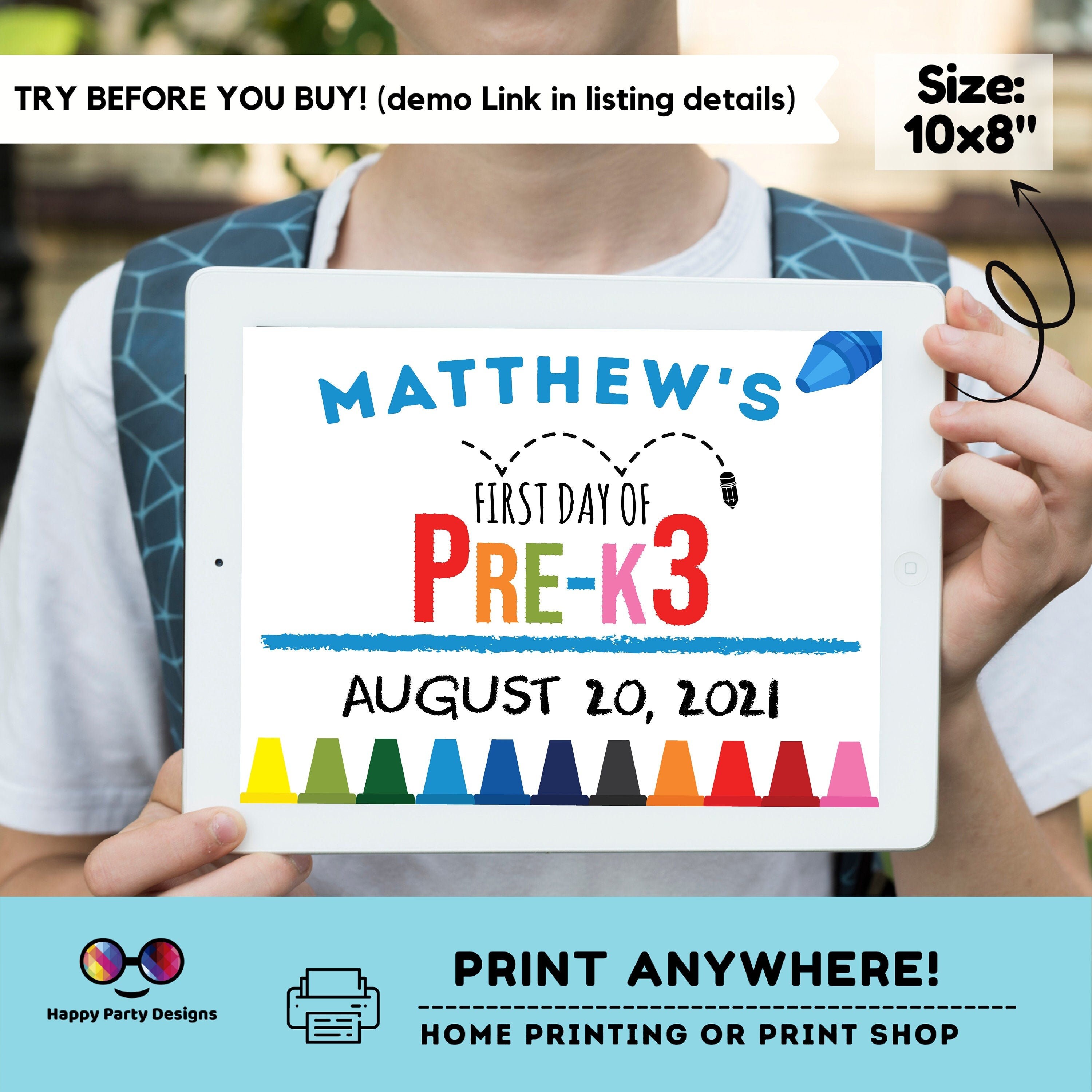 Editable First Day of Pre-k3 | Pre-k3 Sign | 1st Day of Pre-k3 Sign ...