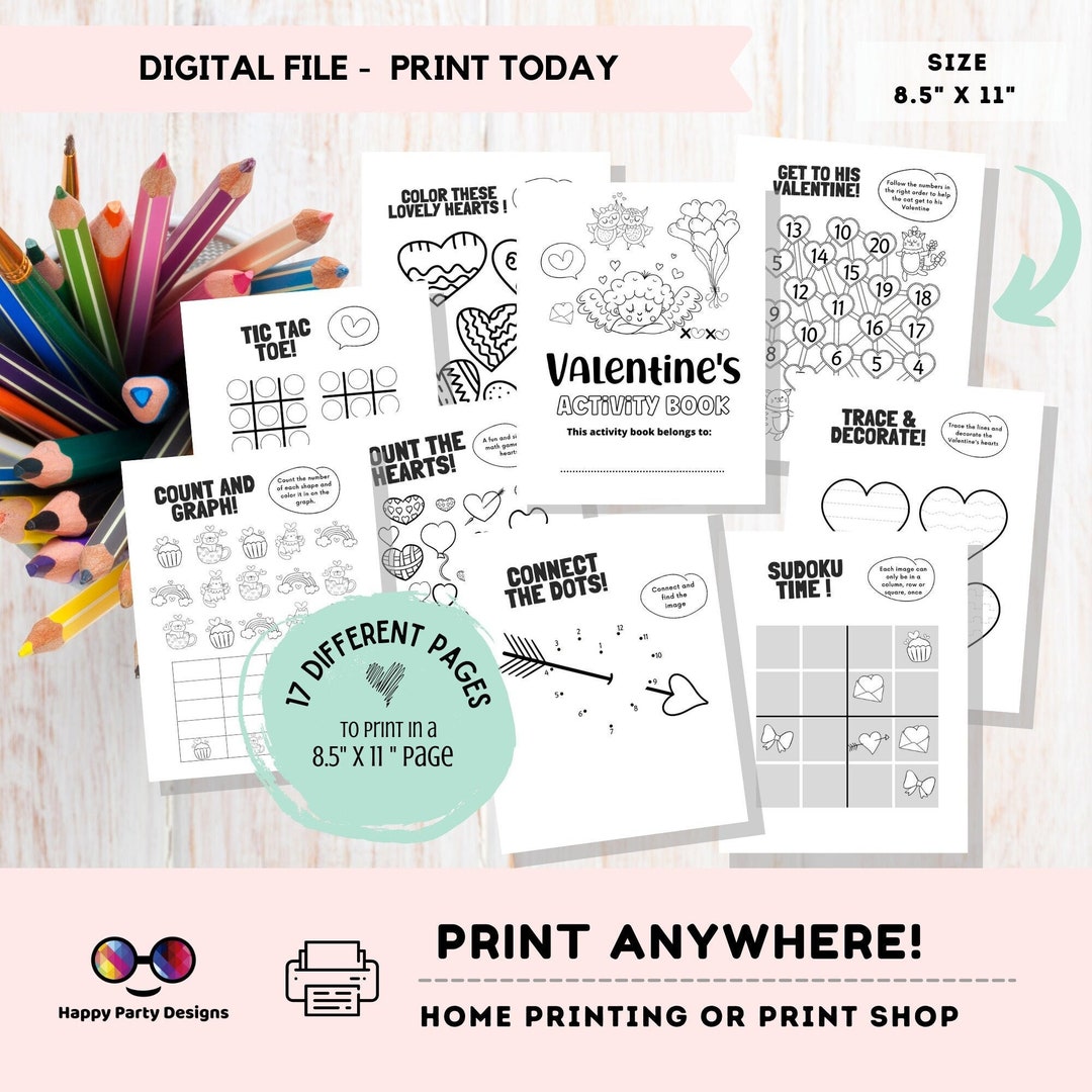 Valentines Kids Activity Book | Coloring Book for Valentines ...