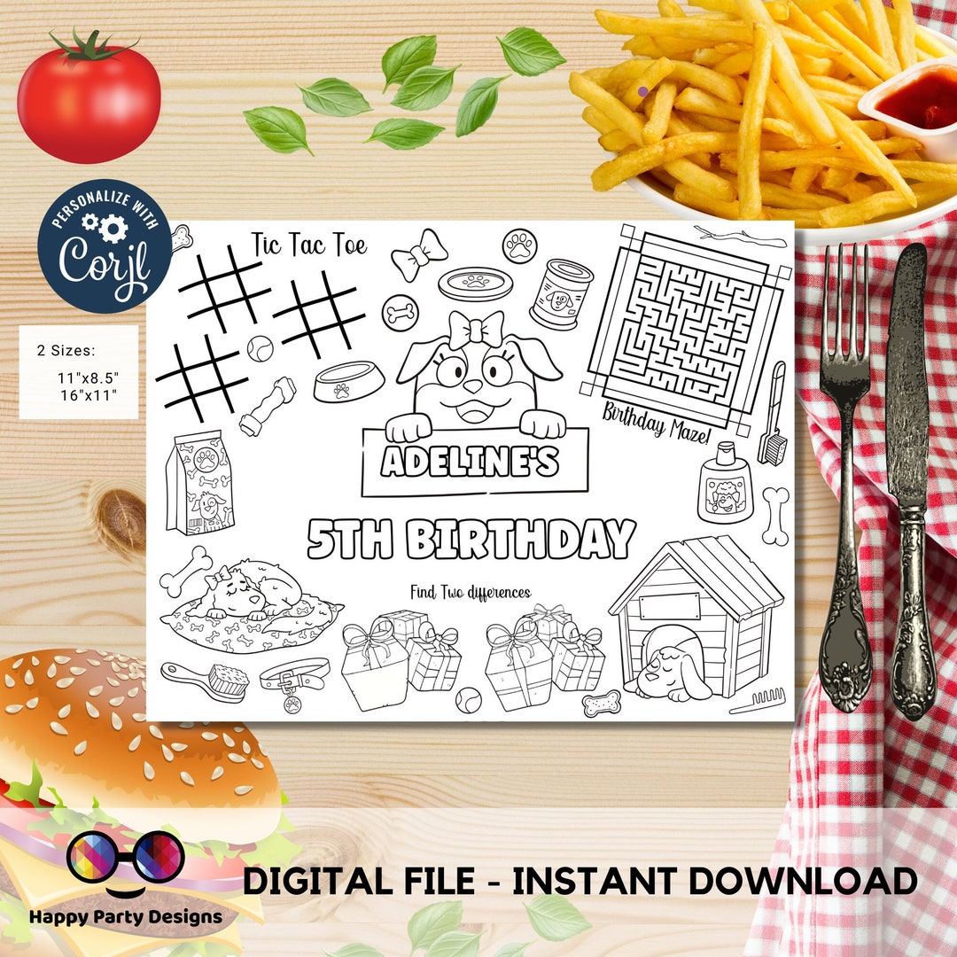 Editable Cute Dog Coloring Activity Page | Puppy Party | Dog Party ...