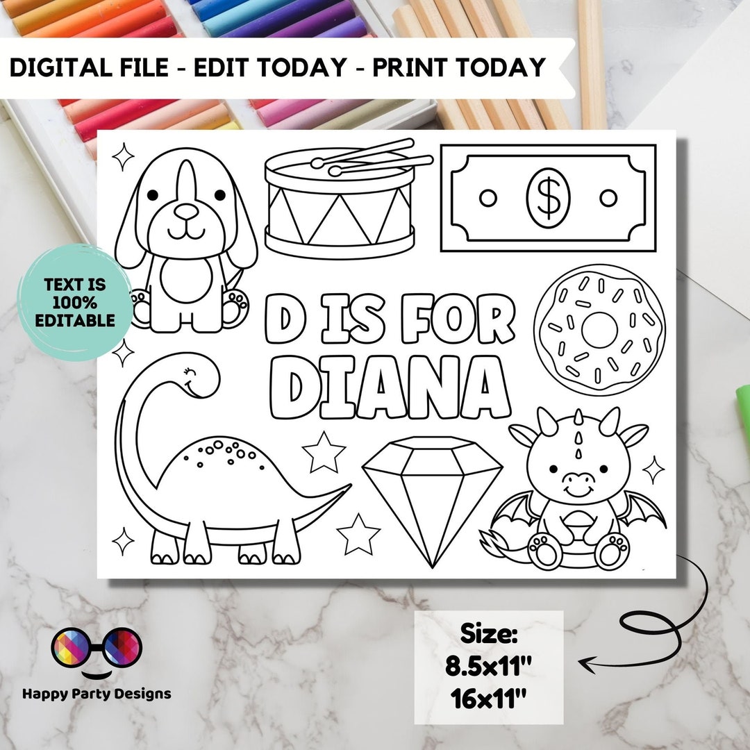 Editable Name Coloring Page | D is for | Personalized Name Alphabet ...