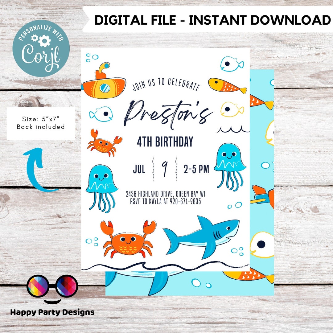 Ocean Invitation | Editable Ocean Invitation | Under the Sea Party ...