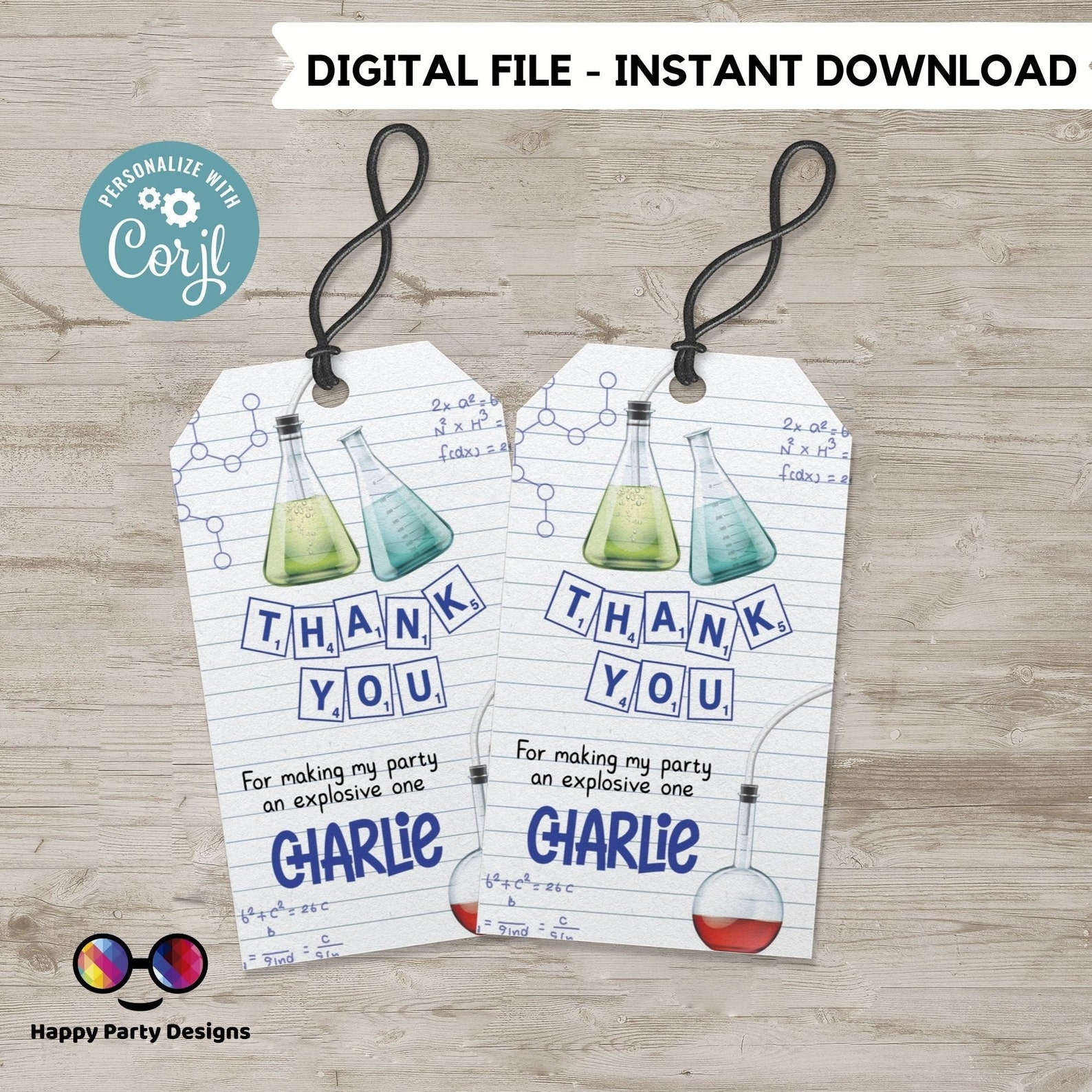 Editable Science Birthday Thank You Gift Tags Mad Scientist - Etsy Canada