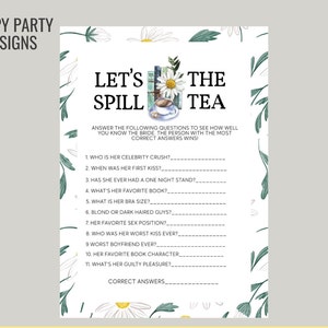 Editable Books and Coffee Game| Let's Spill the Tea | Book Shower Game ...