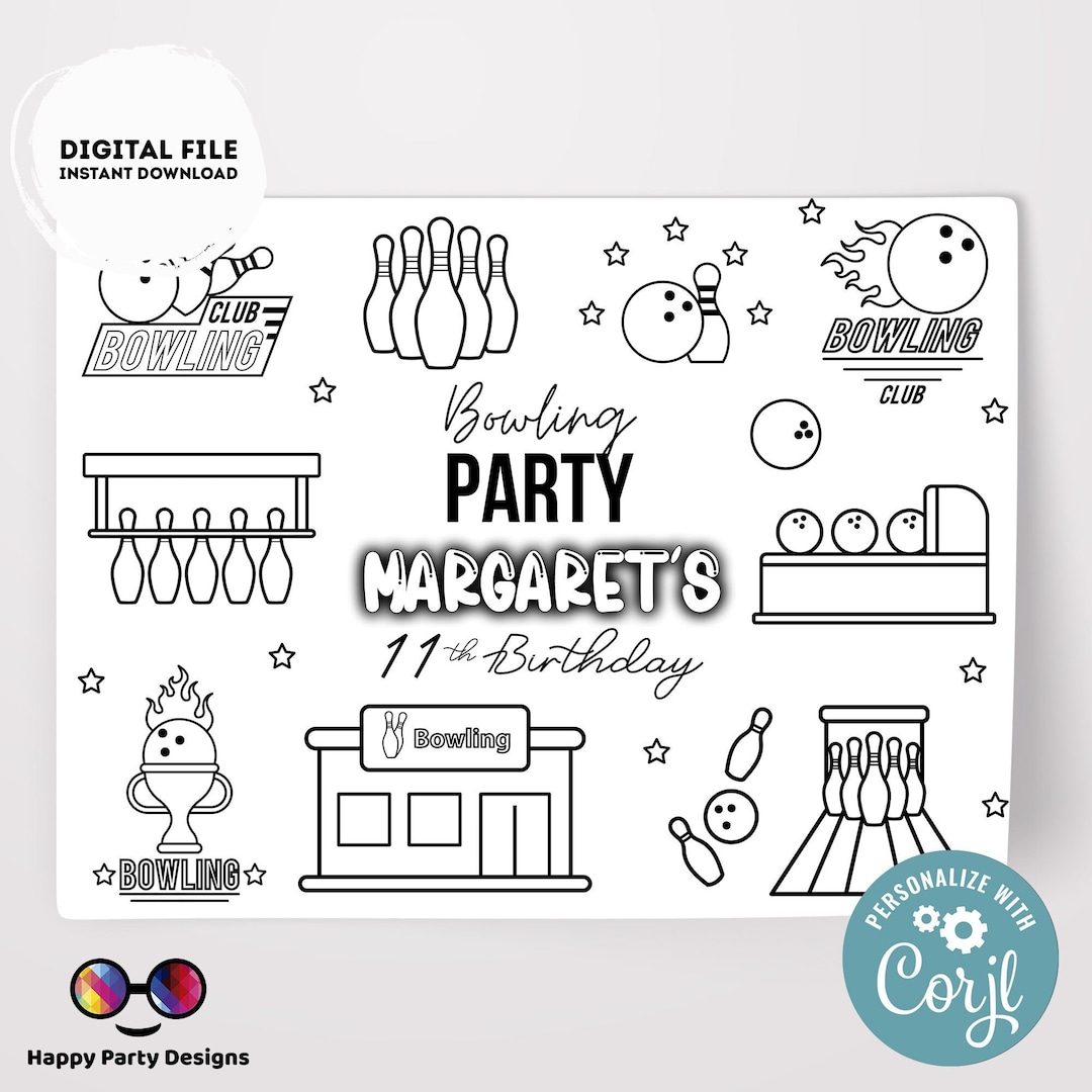 Editable Bowling Coloring Page | Placemat Coloring Page | Any Age ...