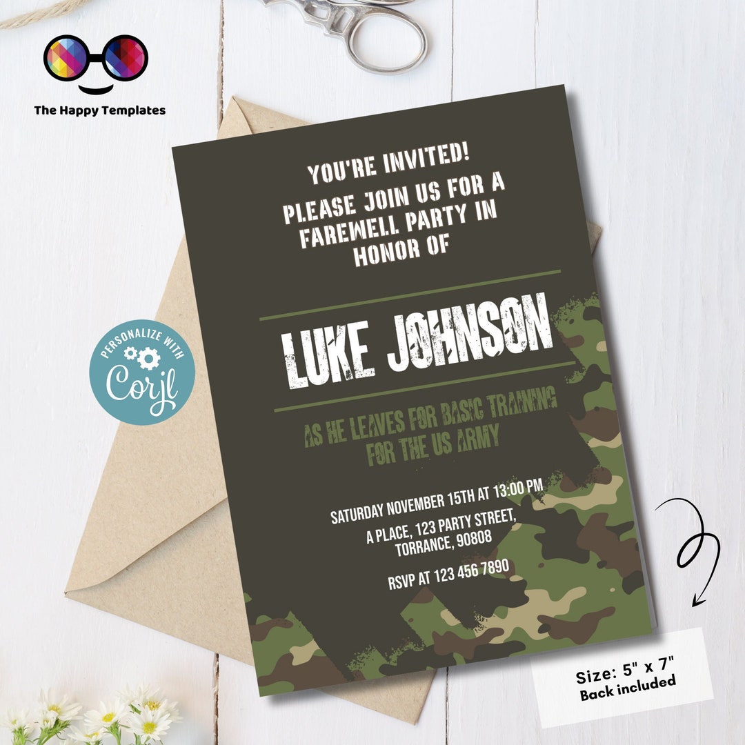 Editable Army Invitation | Farewell Party | Printable Welcome Home Army ...