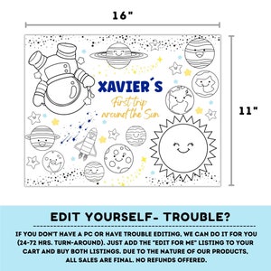 Editable First Trip Around the Sun Coloring Page | Any Age | Planets ...