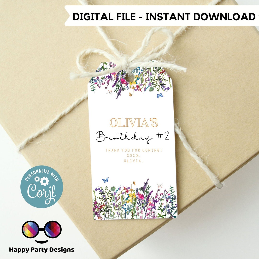 Editable Wildflower Thank You Tag | Digital Wild Flower Tag | Whimsical ...