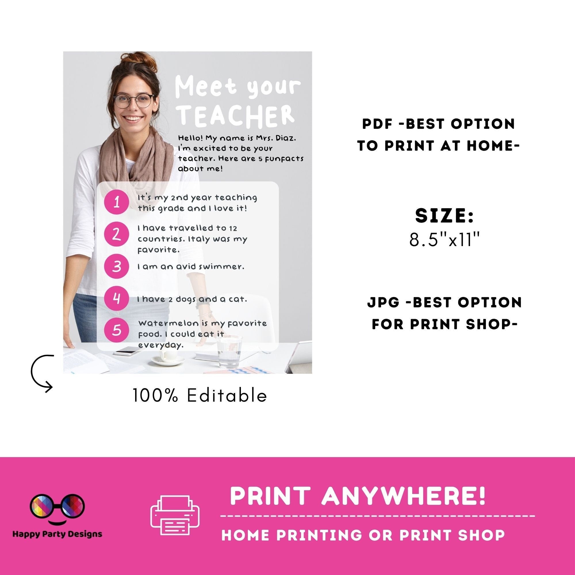 Editable Meet the Teacher Modern Template Meet the Teacher - Etsy Canada