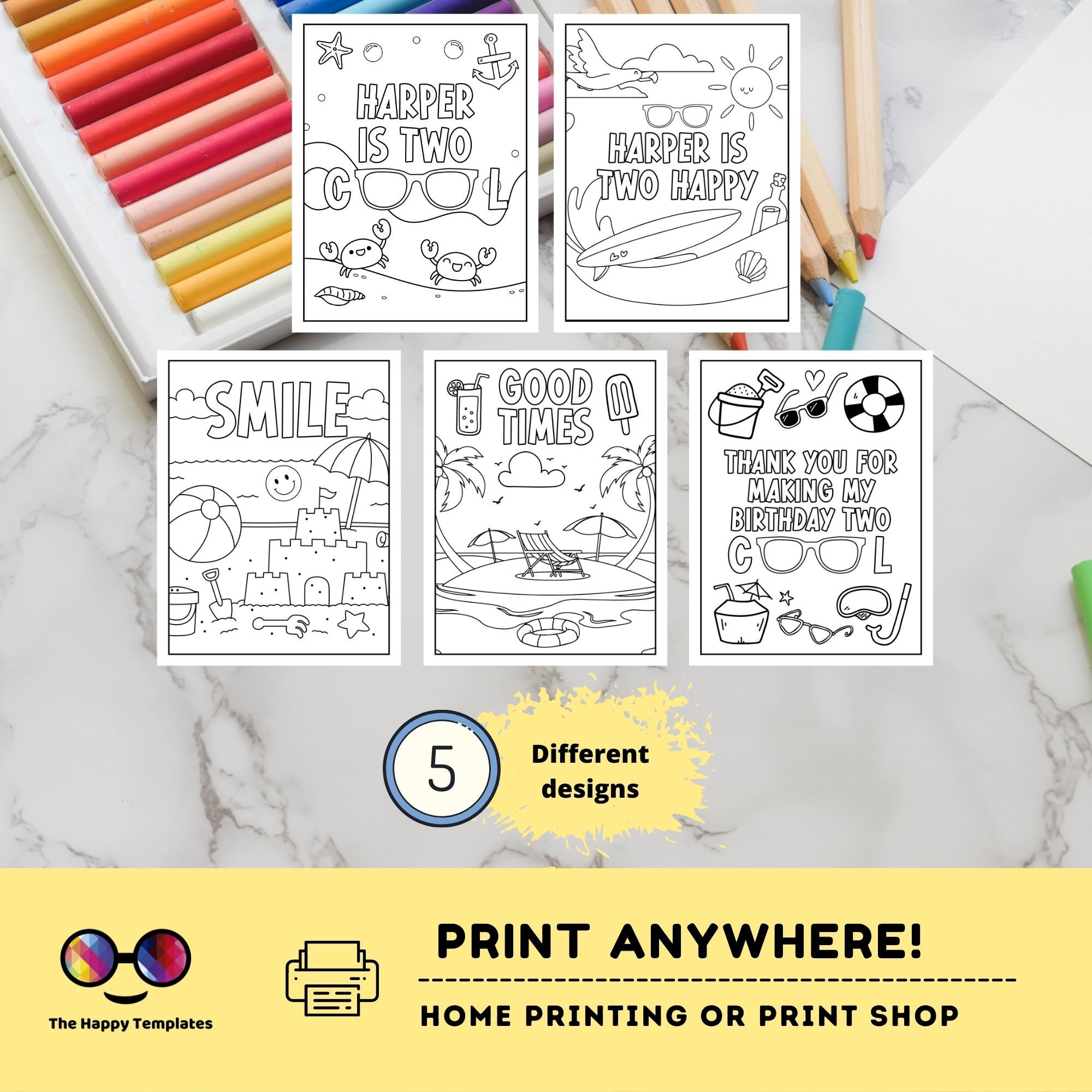 Editable Summer Two Cool Dude Coloring Pages 5 | One Happy Dude ...