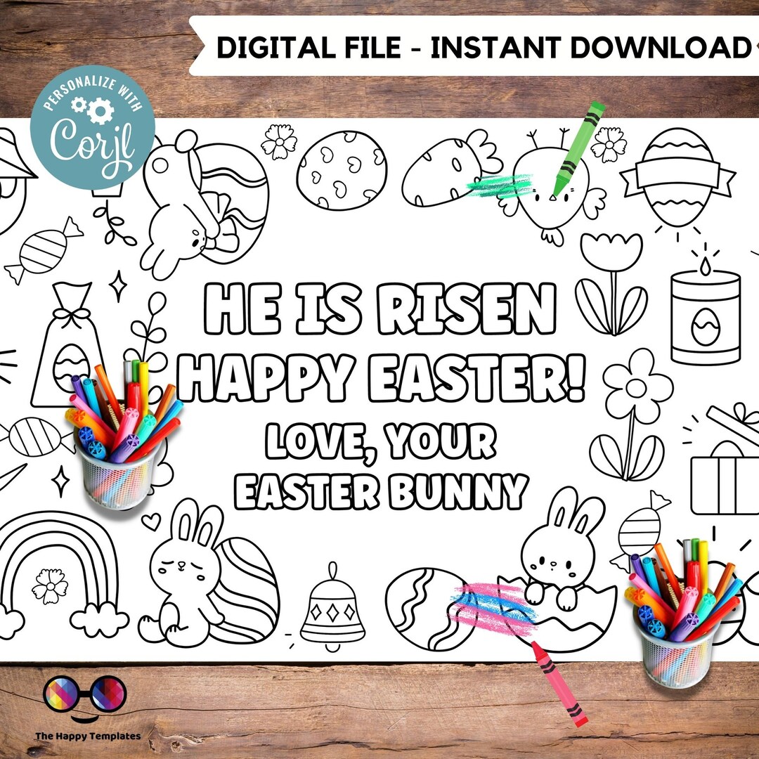 Easter XL Table Runner | Editable Table Runner Coloring Page | Any Age ...