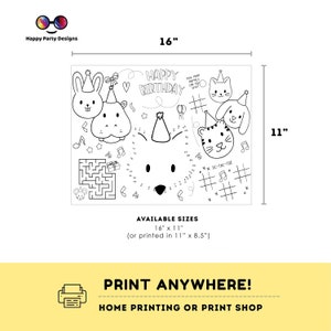INSTANT DOWNLOAD Coloring Page Safari Animals Birthday Party | Activity ...