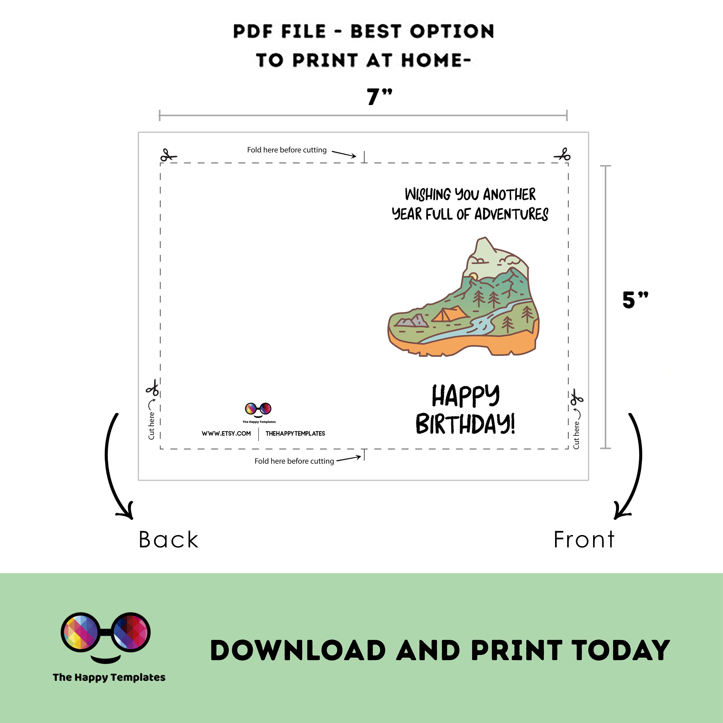 Printable Trekking Birthday Card | Printable | Greeting Card | Birthday ...