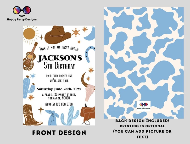 Editable Not My First Rodeo Cowboy Birthday Party Invitation - Etsy