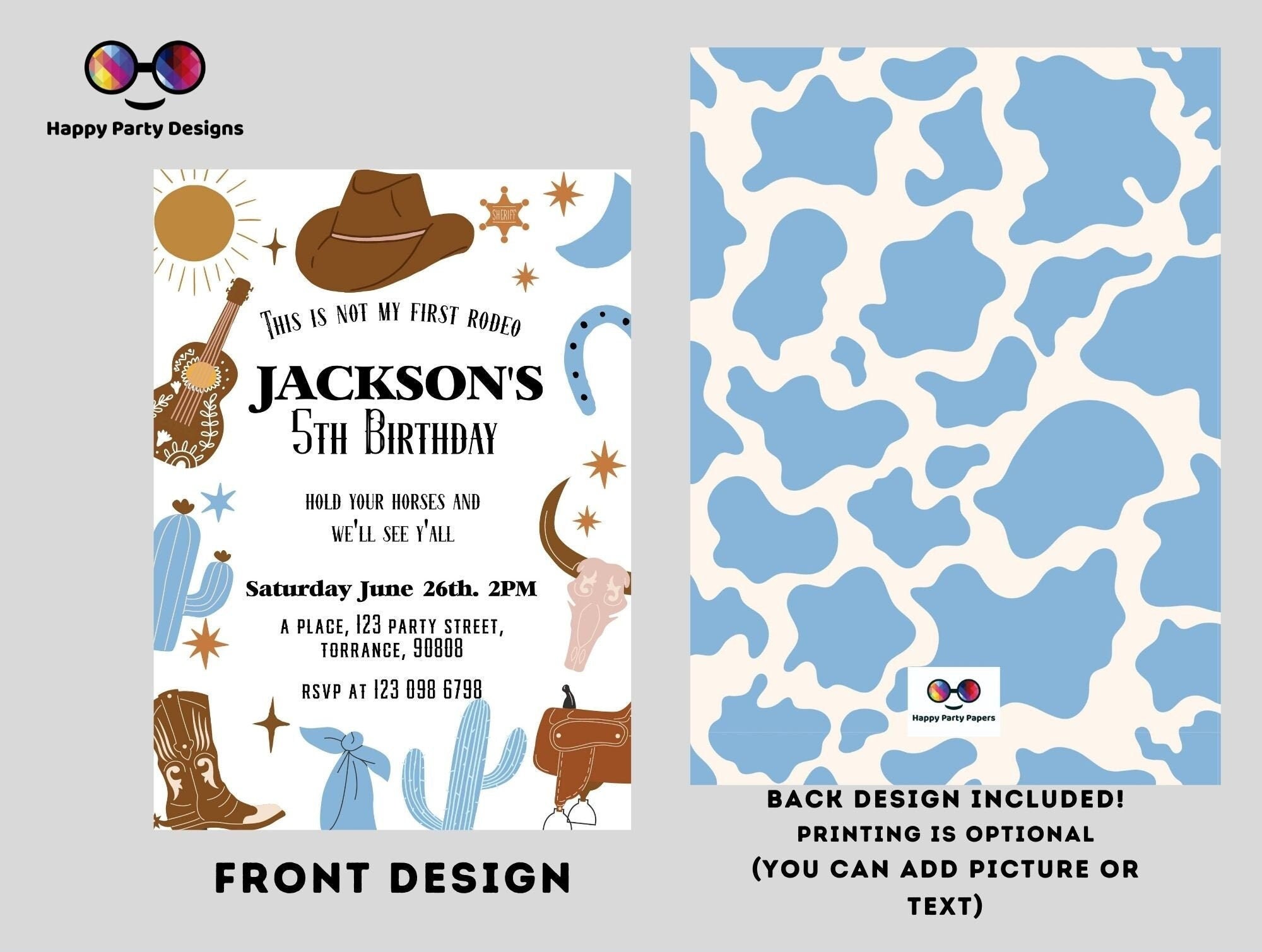 Editable Not My First Rodeo Cowboy Birthday Party Invitation - Etsy