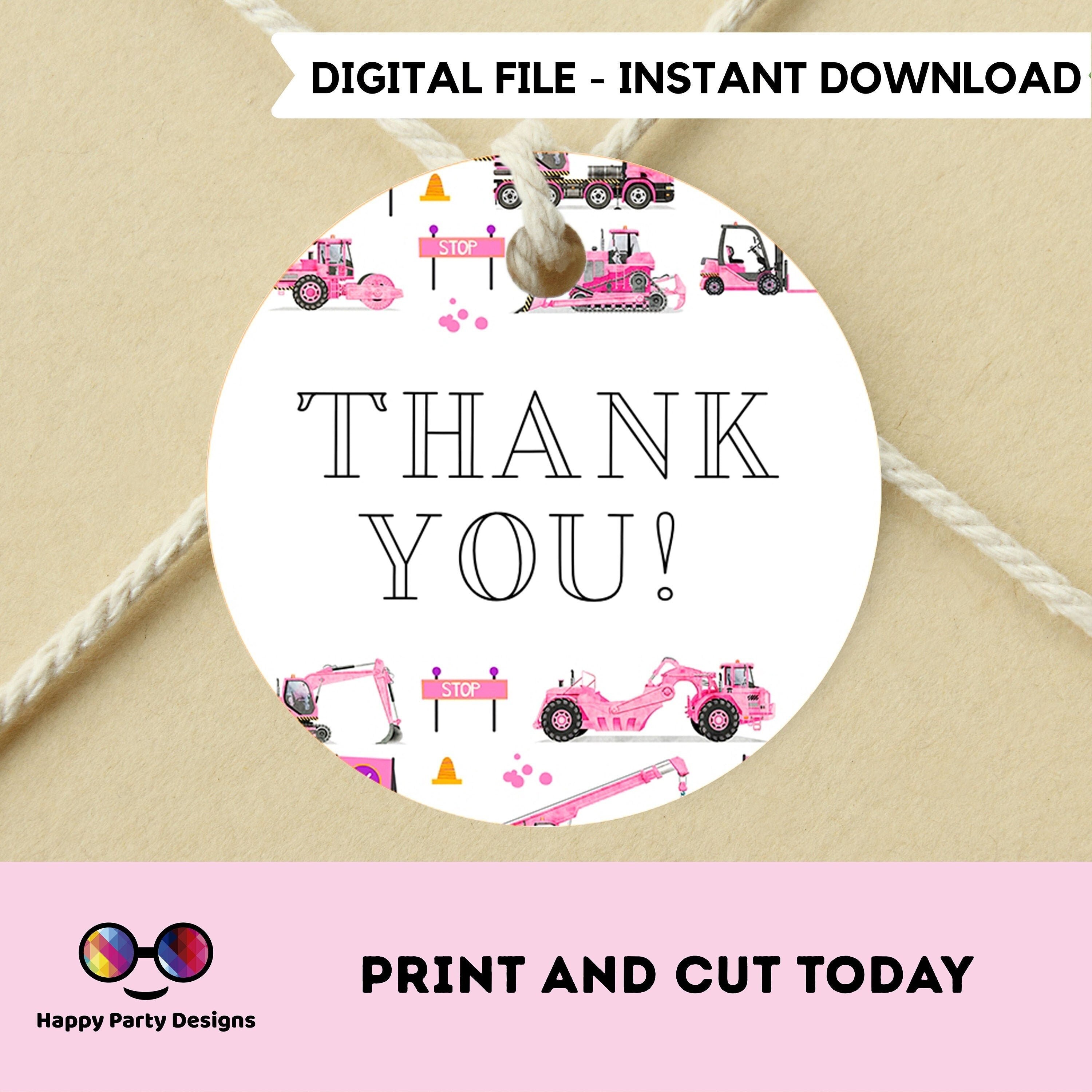 Under Construction Thank You Tag | Instant Download | Trucks Birthday ...