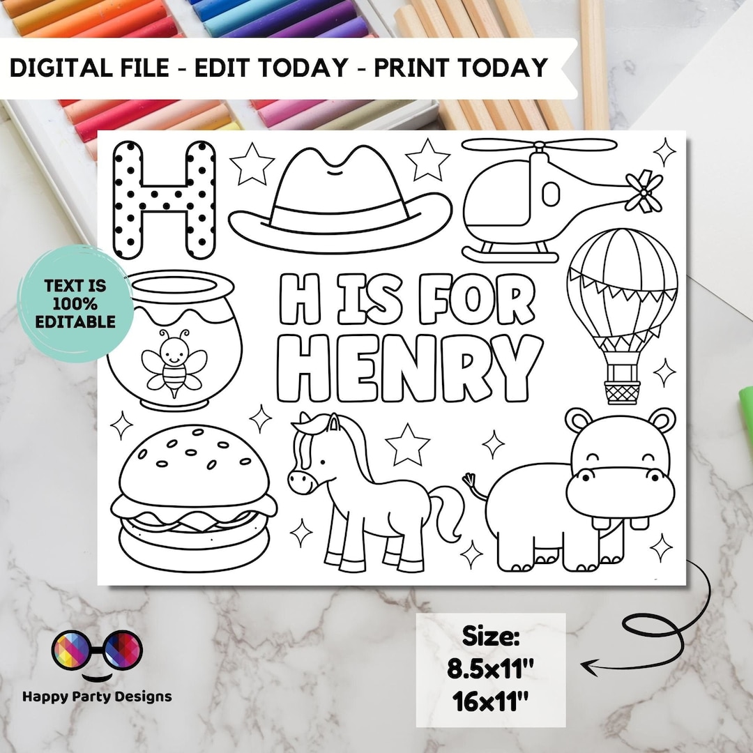Editable Name Coloring Page | H is for | Personalized Name Alphabet ...