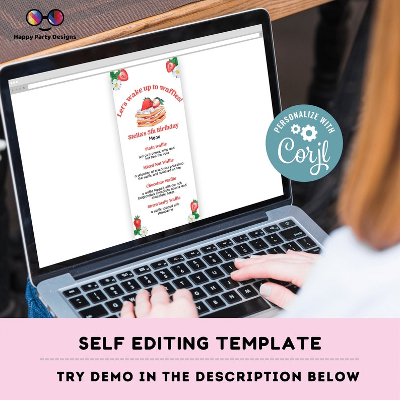 Waffle Bar Menu | Waffle Menu Template | Girl | Waffle Themed Party ...