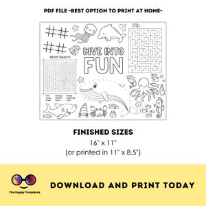 INSTANT DOWNLOAD Under the Sea Party Coloring Page | Under the Sea ...