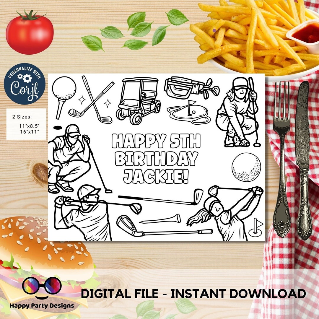 Editable Golf Birthday Coloring Page | Sports Party | Sports Coloring ...