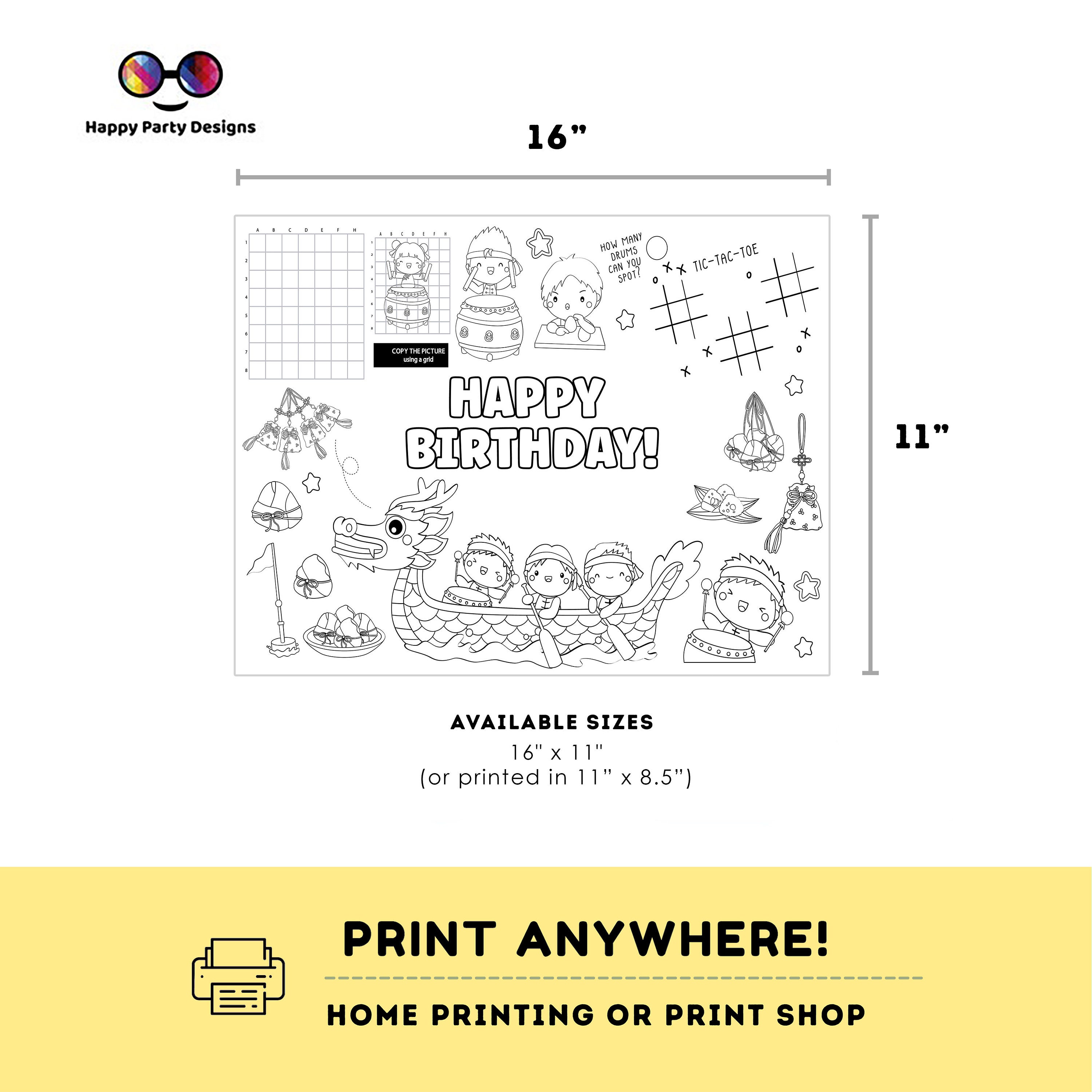 Dragon Boat Coloring Activity Page Instant Download Dragon - Etsy