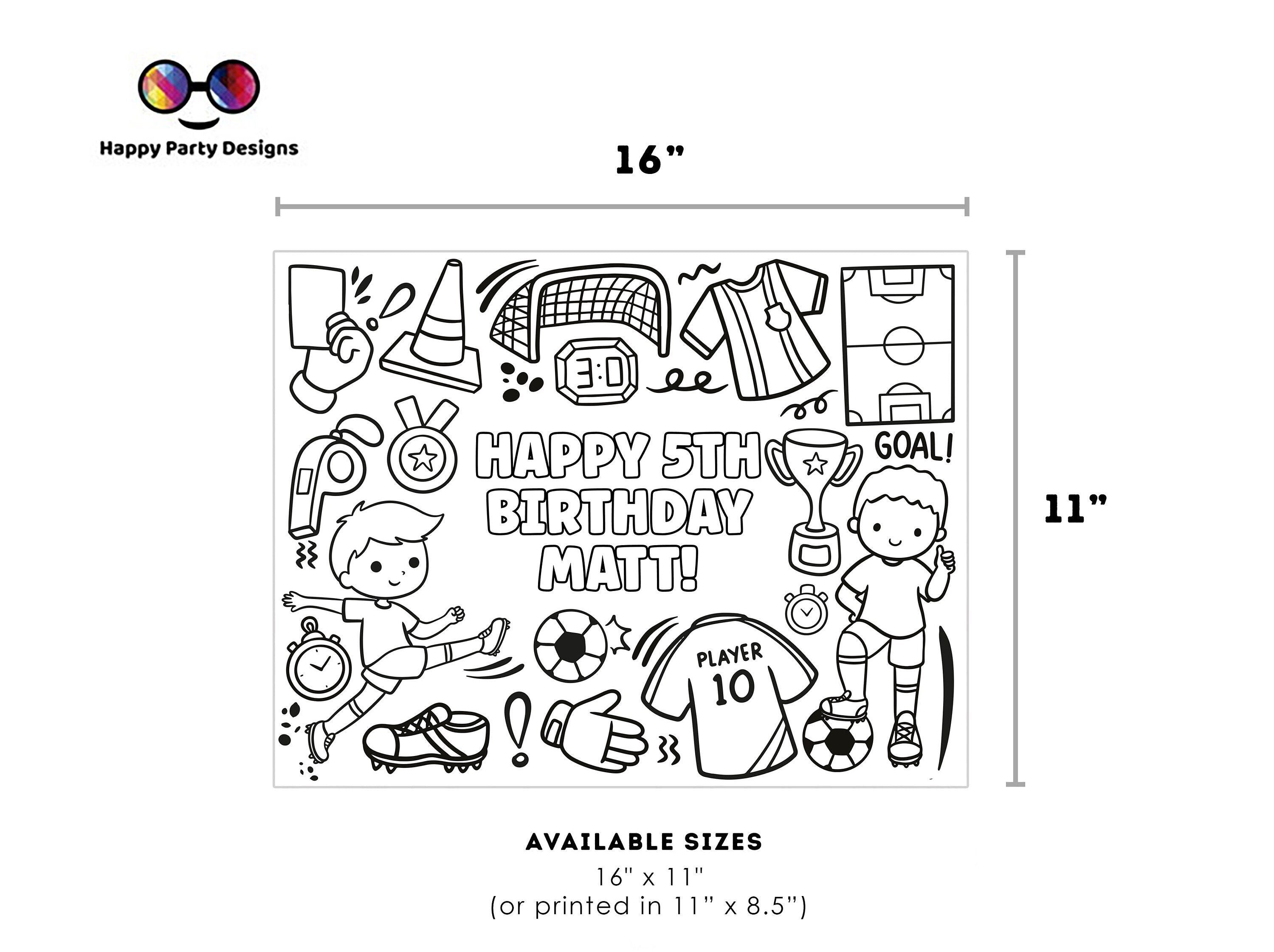 Editable Soccer Birthday Coloring Page Sports Party Sports - Etsy