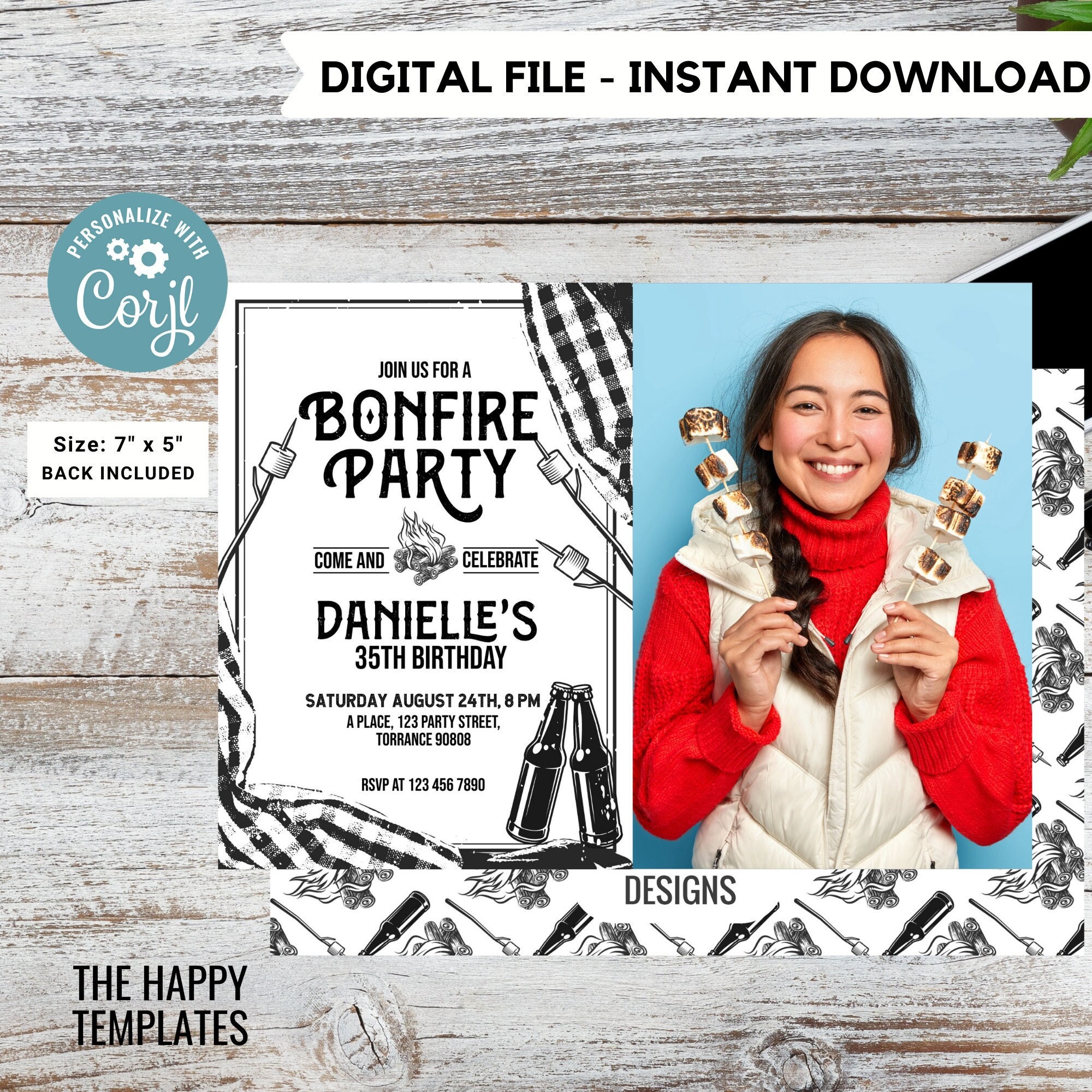 Editable Bonfire Party Invitation With Photo Digital Bonfire - Etsy