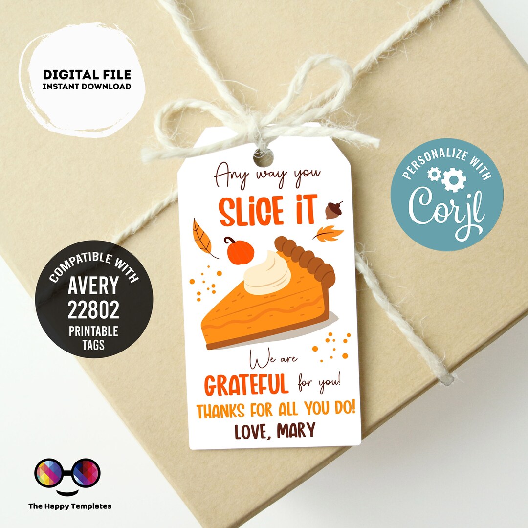 Editable Pumpkin Pie Favor Tags | Pumpkin Pie Thank You Tags ...