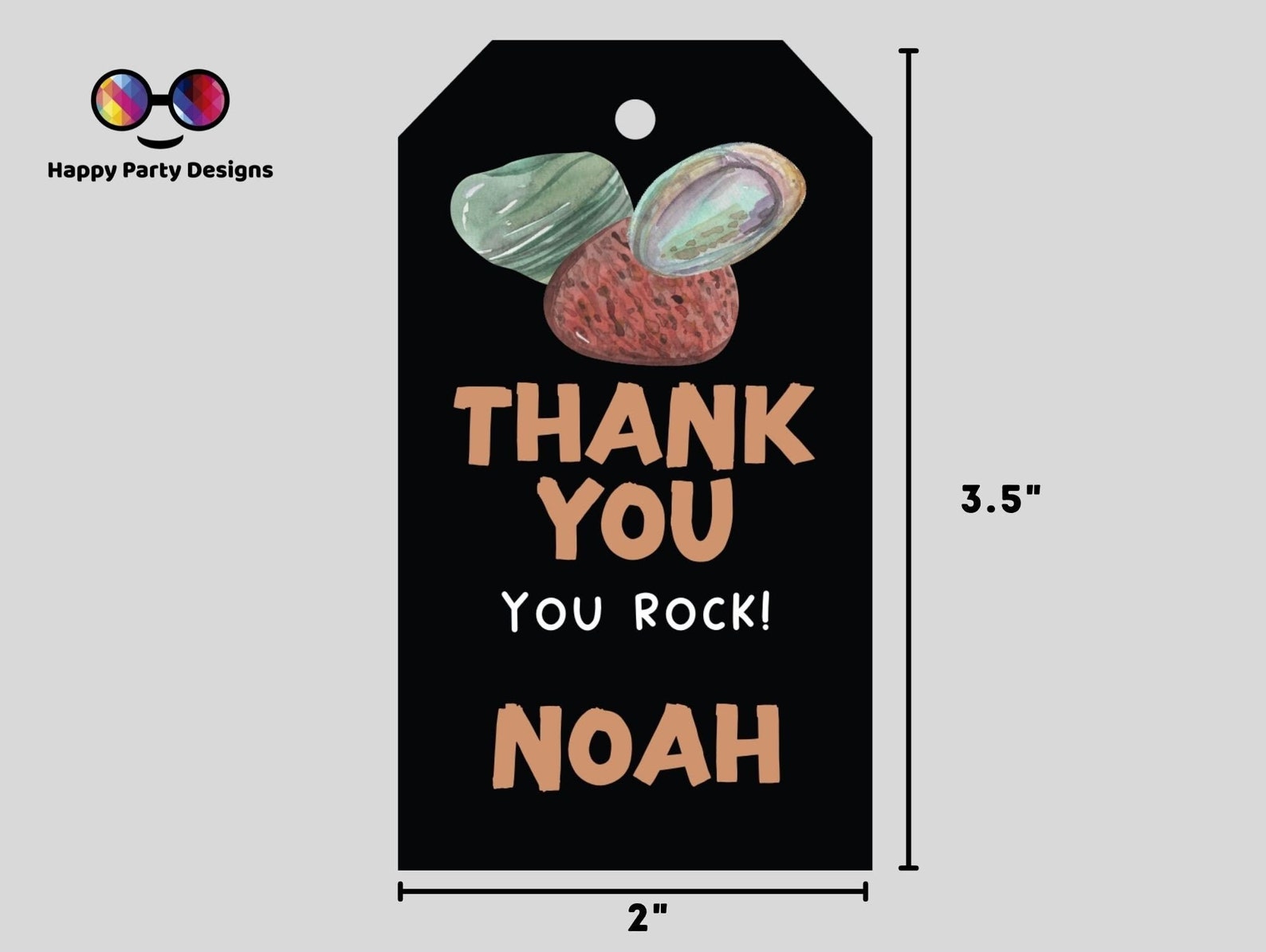 EDITABLE Let's Rock Gem Thank You Tags Printable | Boy Birthday Favor ...