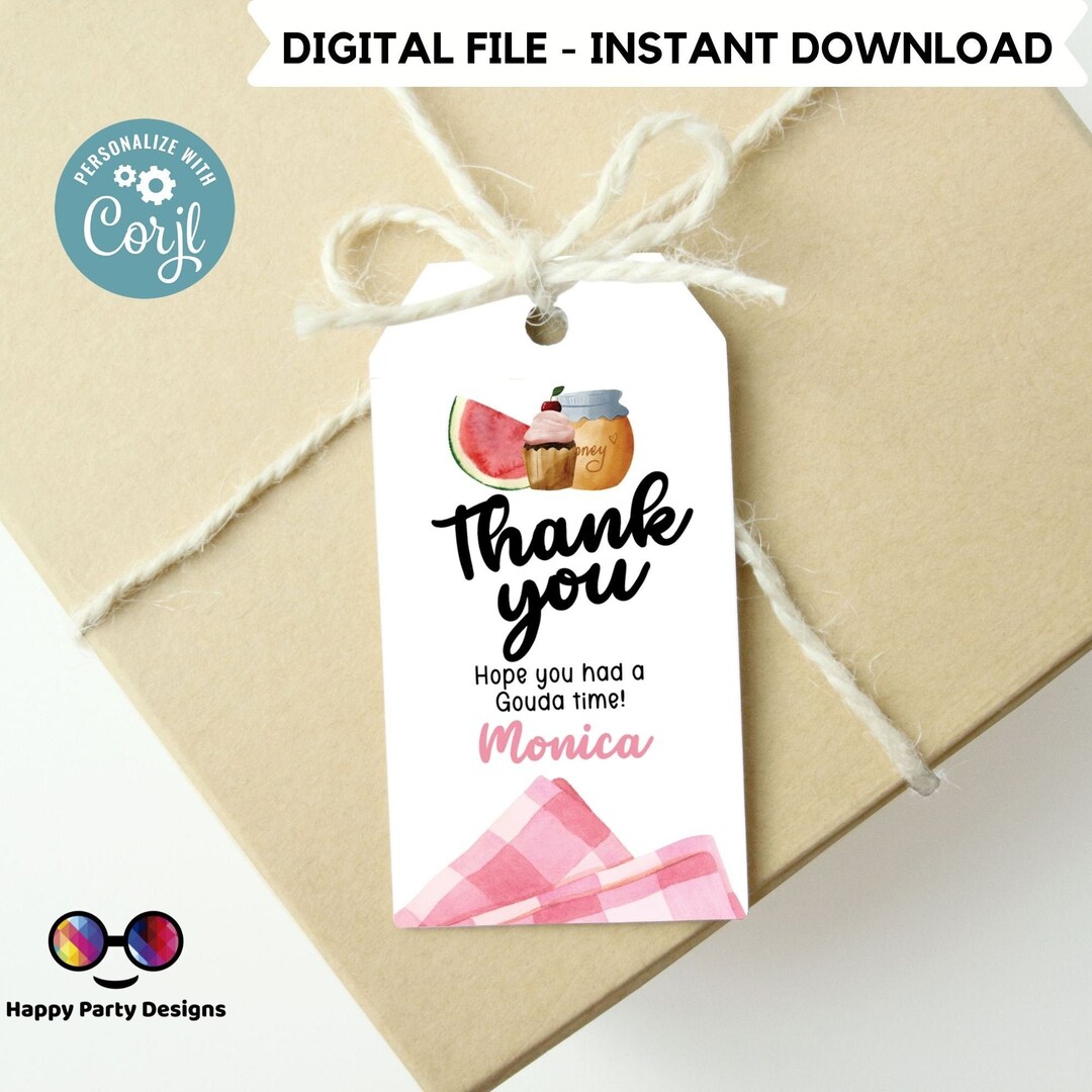 Picnic Birthday Thank You Tags | Picnic Gift Tags | Thank You Tags ...