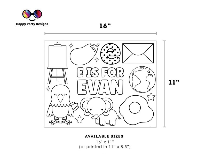 Editable Name Coloring Page | E is for | Personalized Name Alphabet ...