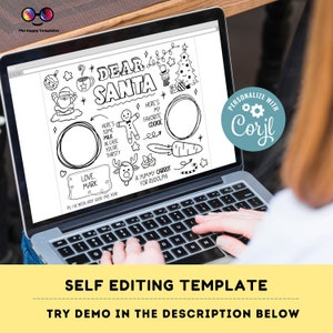 Editable Santa Cookie Tray Placemat Coloring Page | Placemat Coloring ...