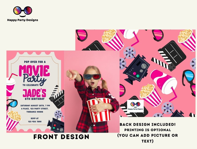 Editable Movie Party Invitation With Photo | Movie Party Printable ...