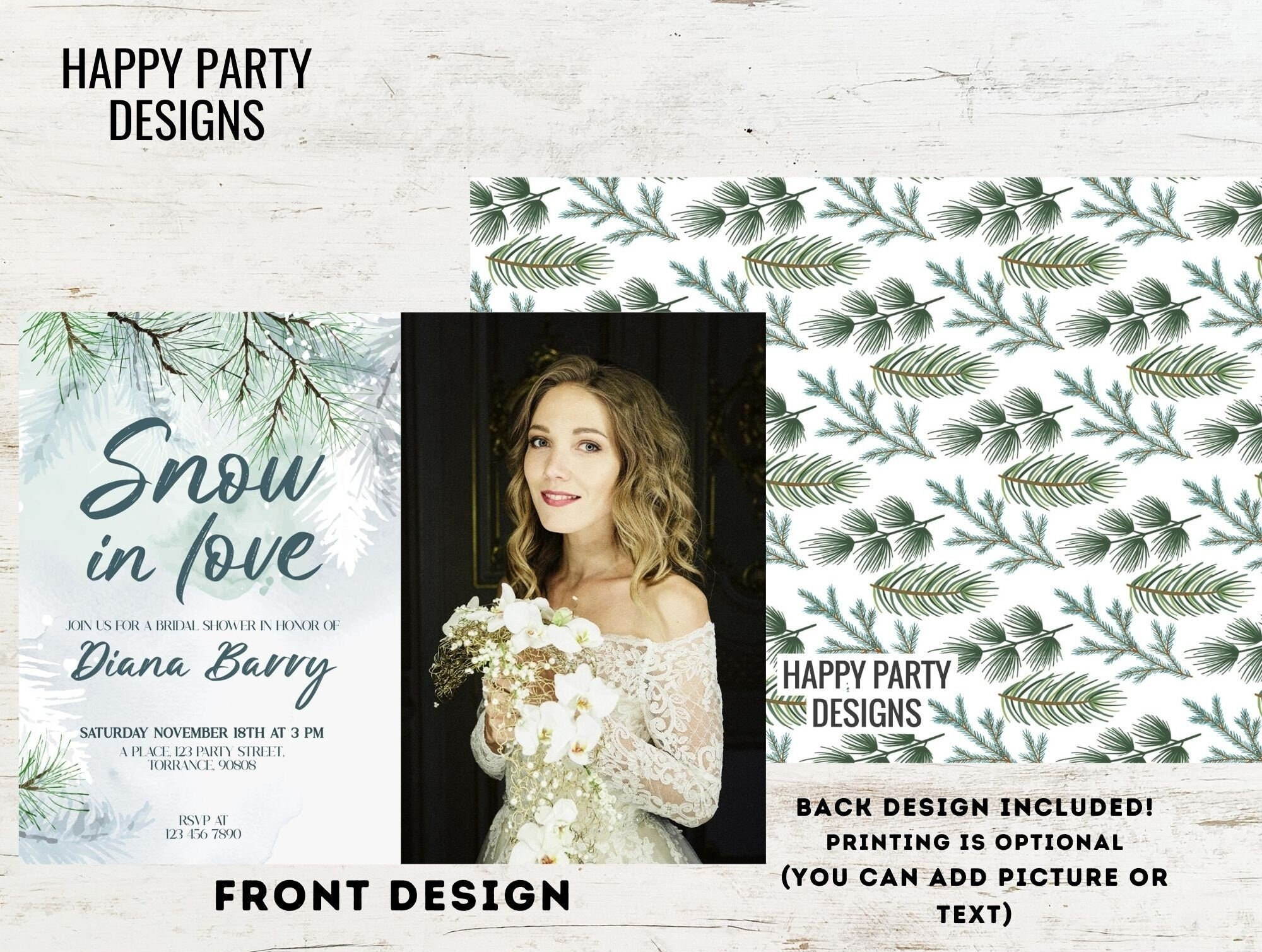 Editable Snow in Love Themed Bridal Shower Invitation With - Etsy