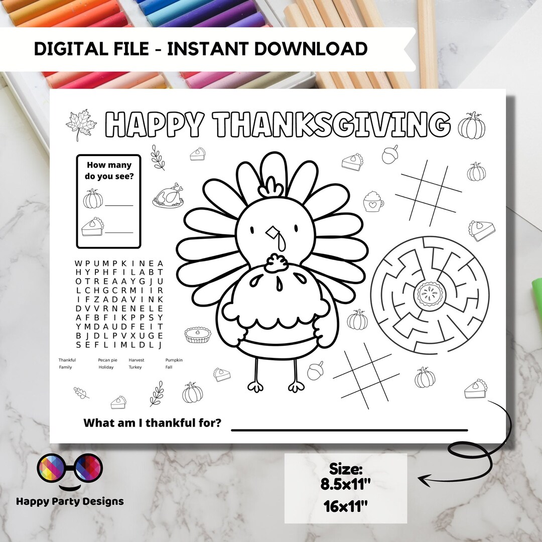 Thanksgiving Placemat Coloring Page | Thanksgiving Coloring Activity ...