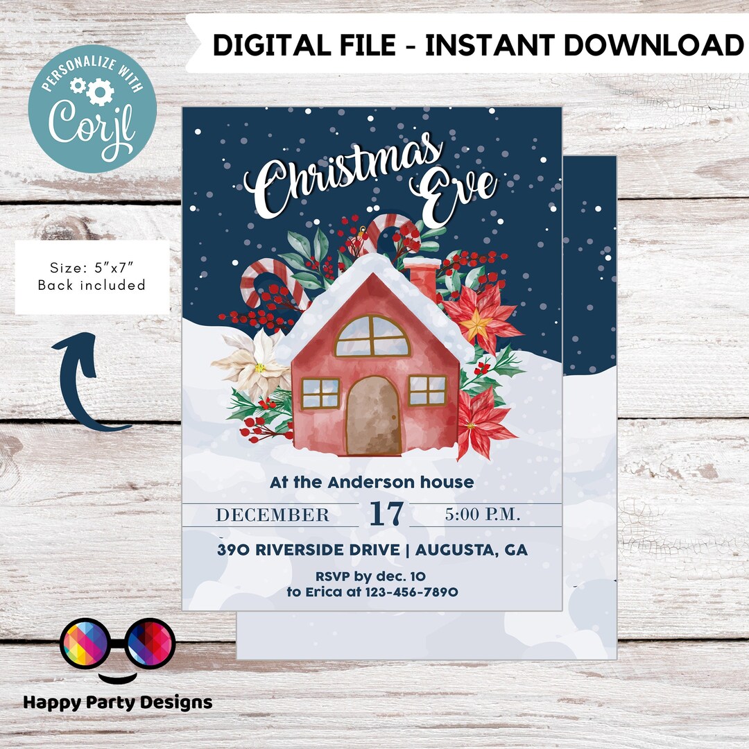 Editable Christmas Eve Party Invitation | Christmas Party Printable ...