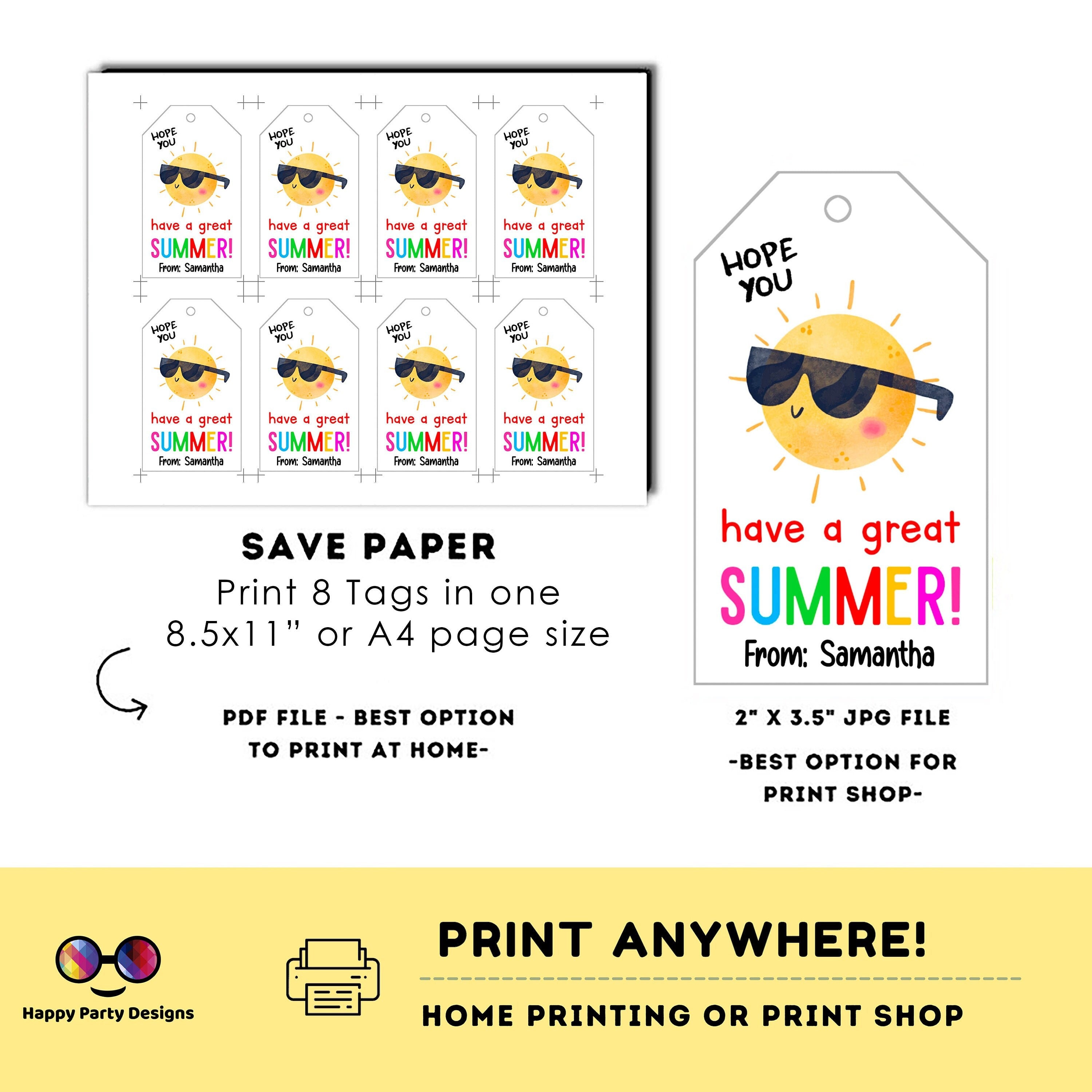 End of School Year Editable Tag Gift Tags Printable - Etsy