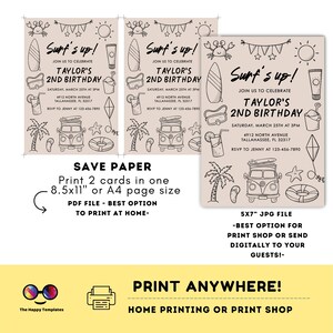 Surf's up Editable Birthday Invitation | Summer Birthday | Birthday ...