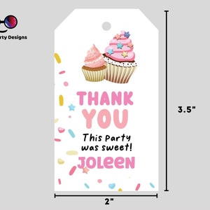 Editable Cupcake Decorating Favor Tags Tags | Baking Birthday Thank You ...