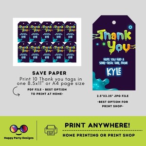 Editable Slime Birthday Thank You Gift Tags | Slime Party Favor Tags ...