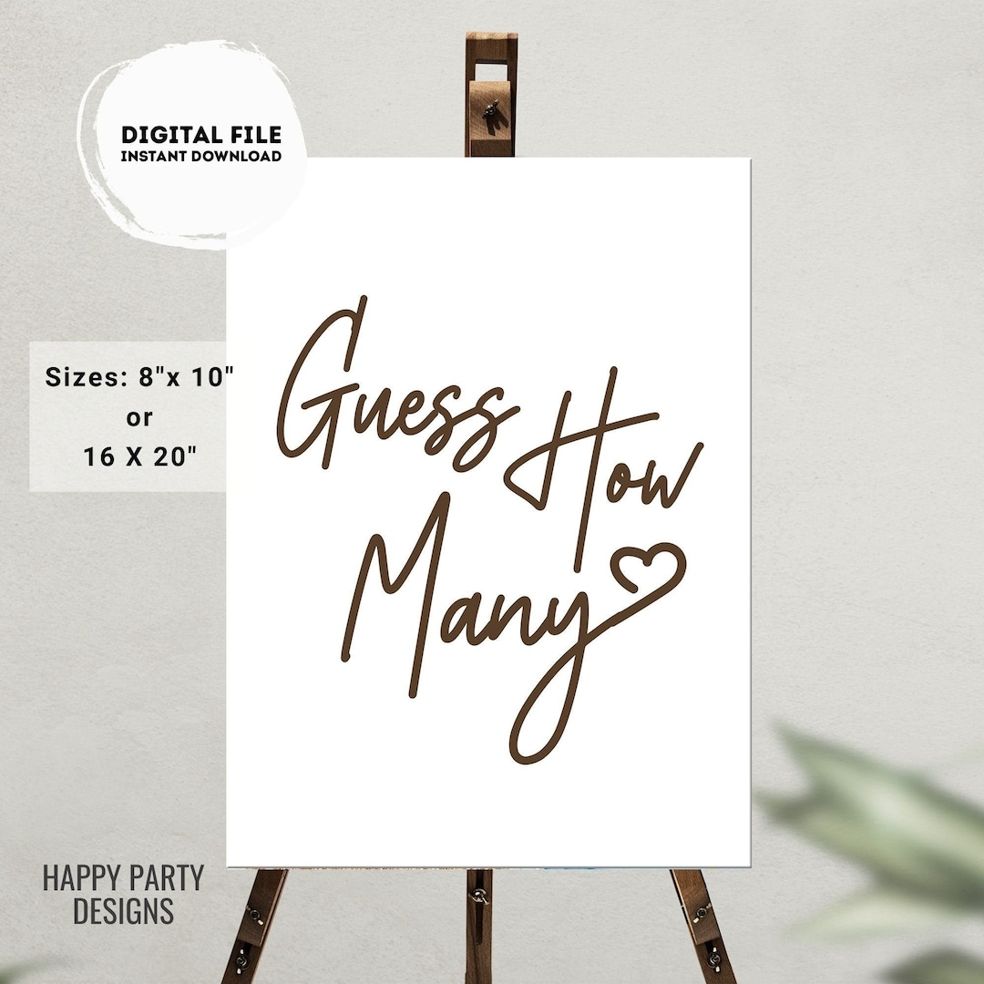 Editable Guess How Many Sign | Bridal Shower | Baby Shower Game ...
