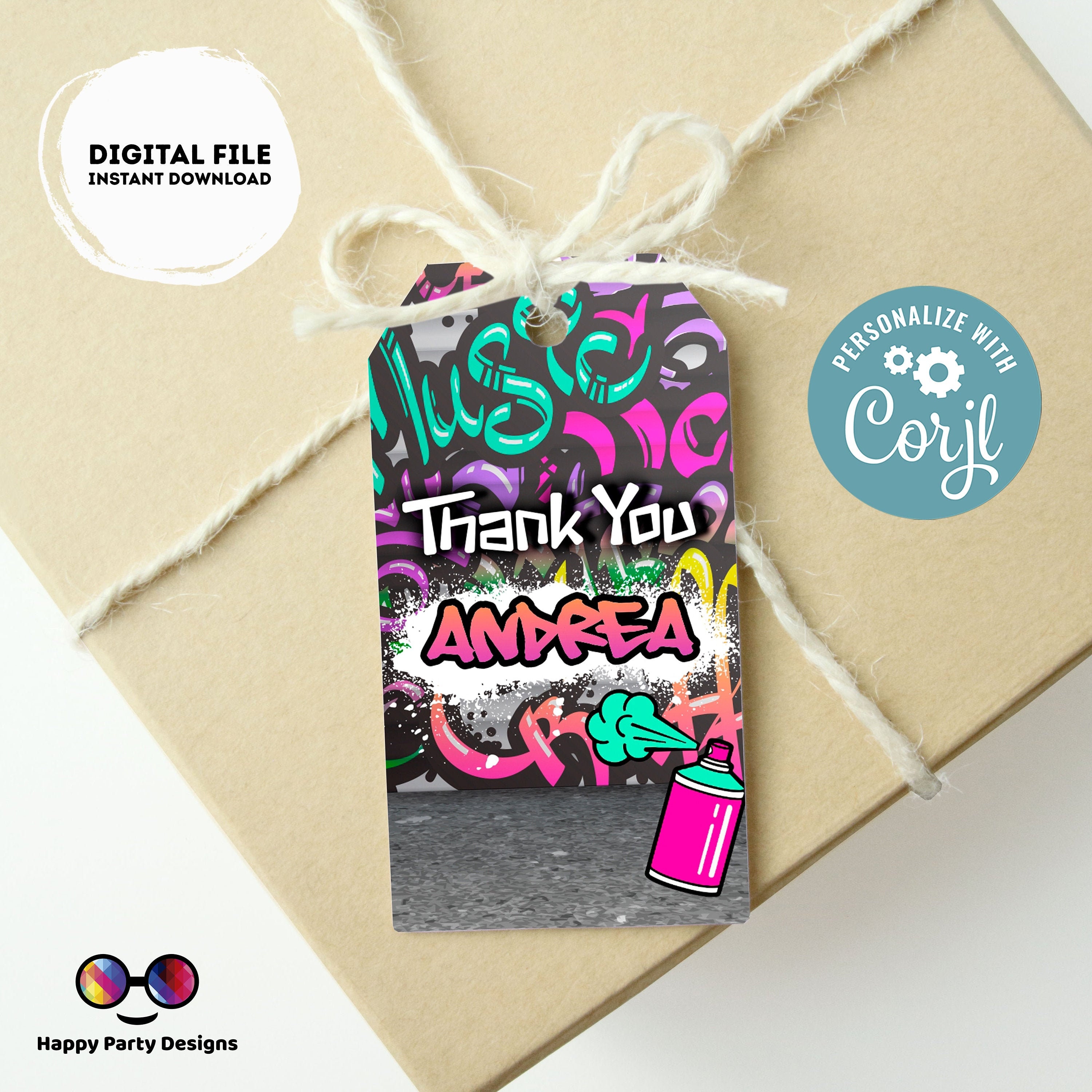 Editable Graffiti Thank You Tag Digital Graffiti Printable - Etsy