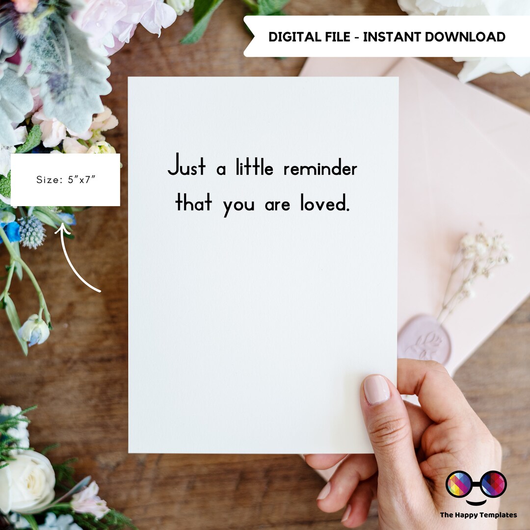 Printable Valentines Greeting Card | Just a Little Reminder Thank You ...