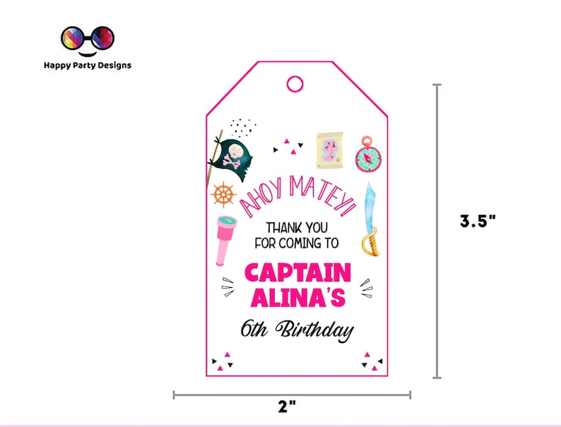 Editable Pirate Thank You Favor Tag Captain Printable Gift - Etsy