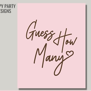 Editable Guess How Many Sign | Bridal Shower | Baby Shower Game | Girl ...