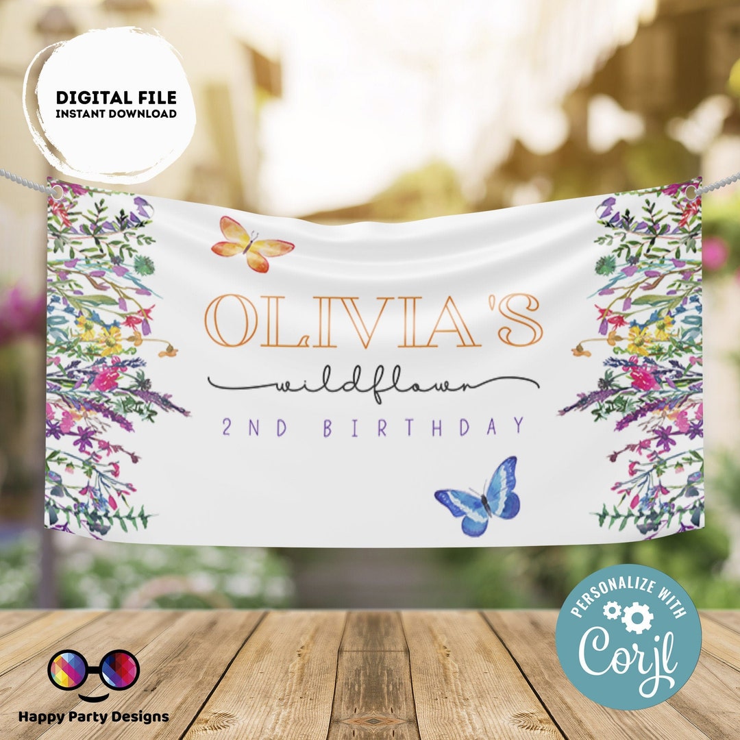 Editable Wildflower Backdrop | Wildflower Birthday Banner | Birthday ...